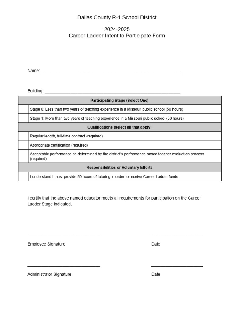 Intent to participate form - Career Ladder (2) | PDF
