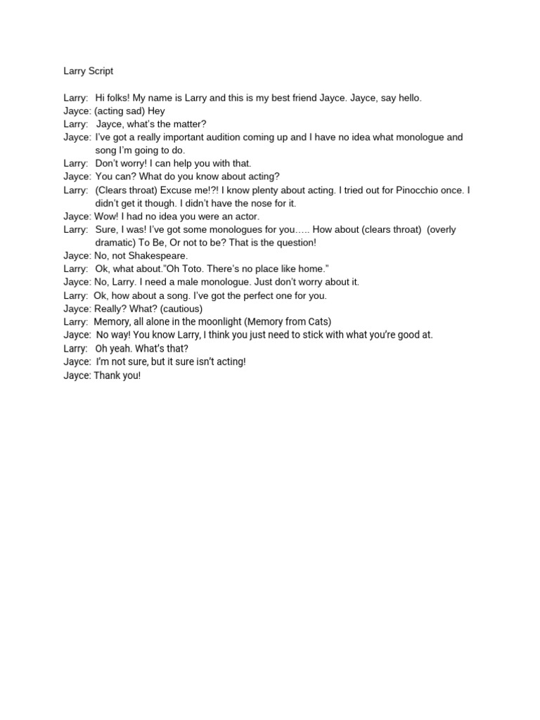 Larry Script | PDF