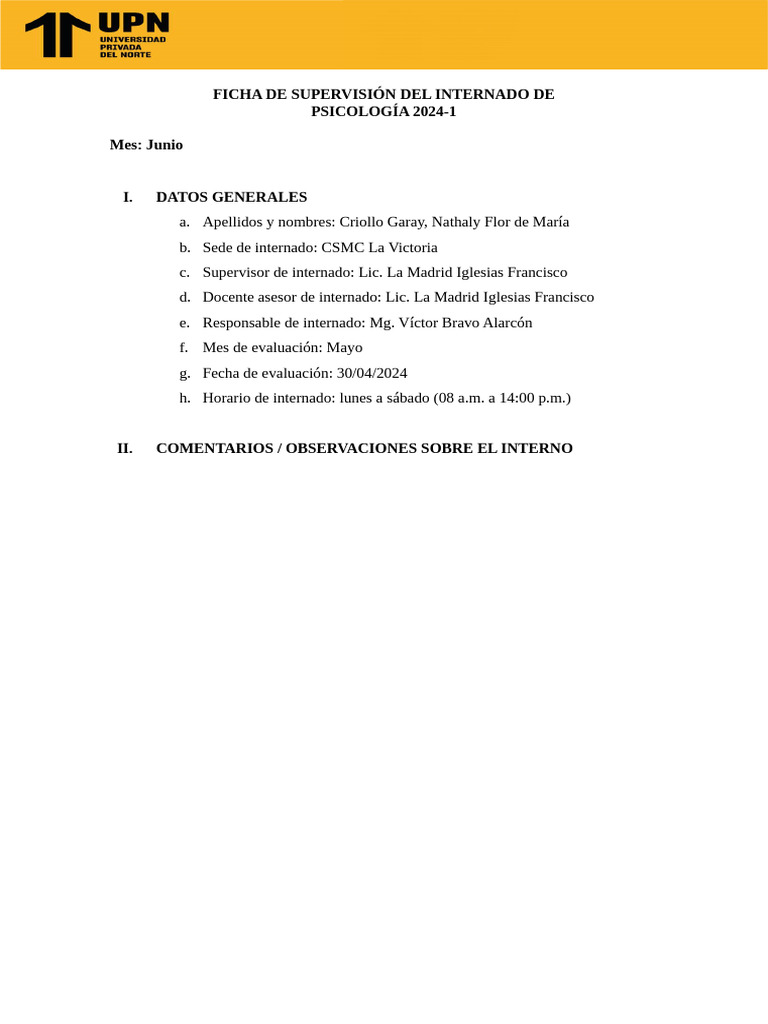 Ficha de Supervision Junio Nathaly Criollo | PDF