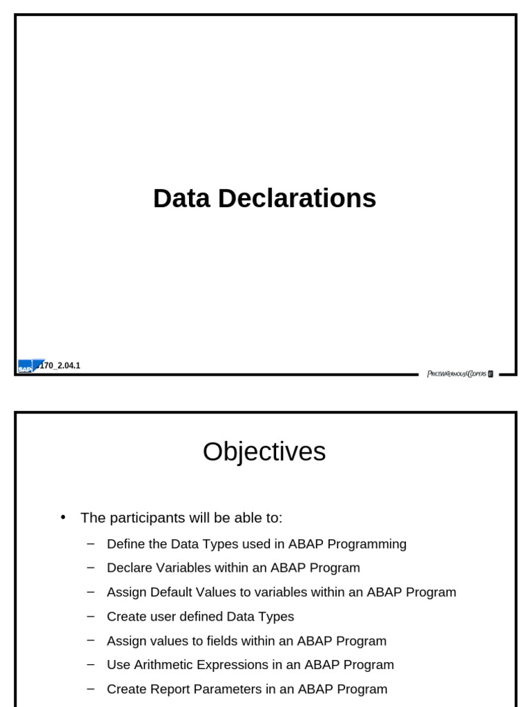 Intro To ABAP - Chapter 04 | PDF