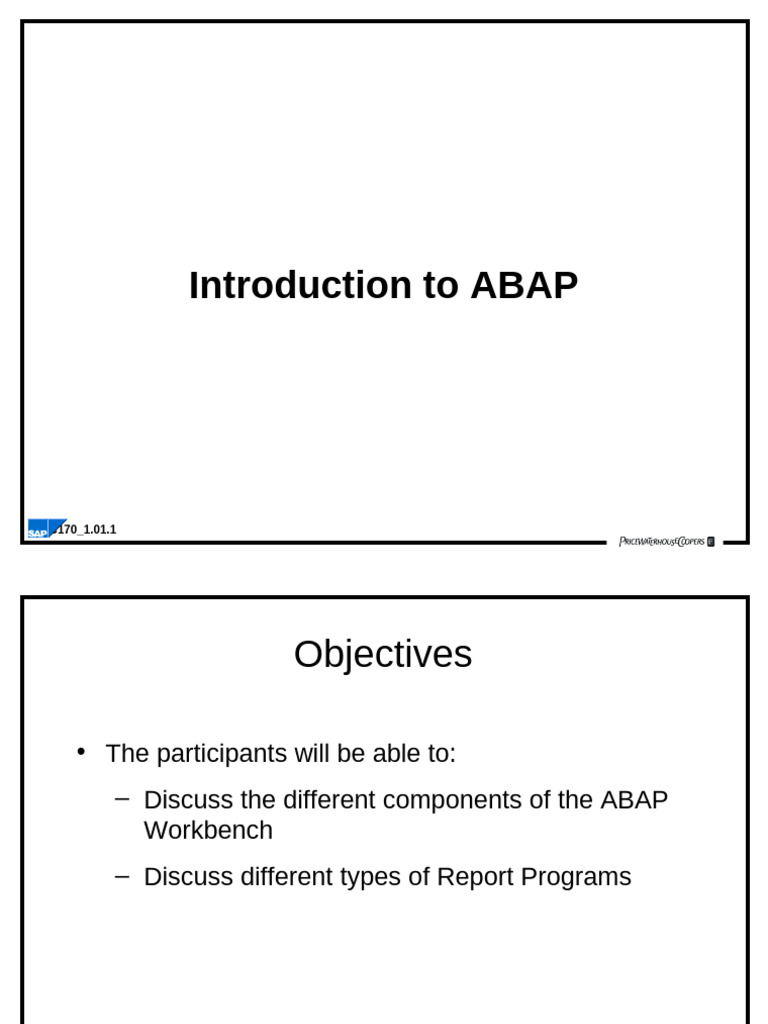 Intro To ABAP - Chapter 01 | PDF