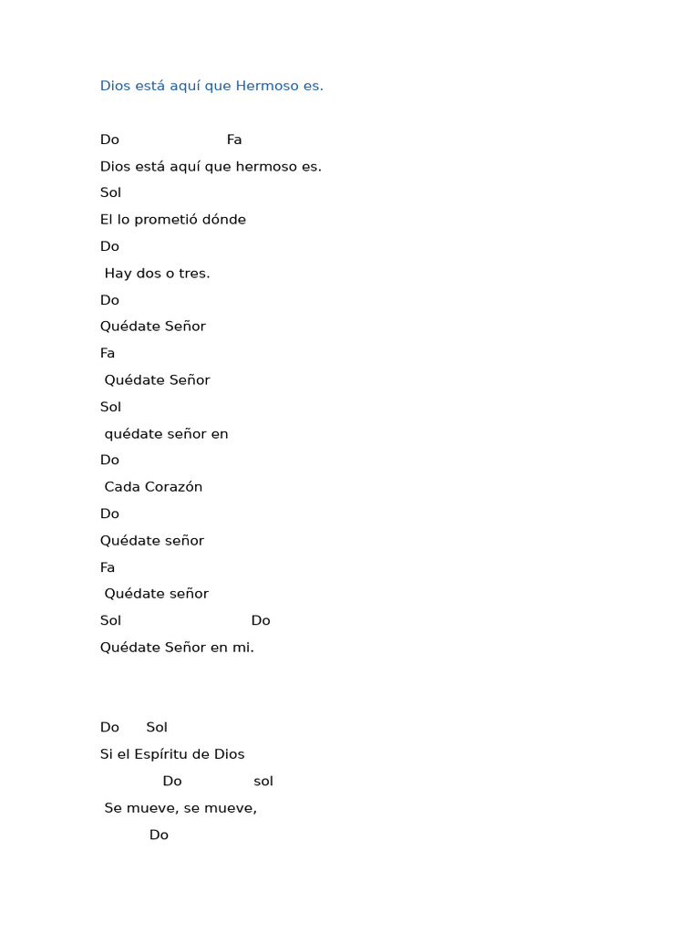 Dios Esta Aquí Que Hermoso Es. | PDF | Artes del Lenguaje y ...