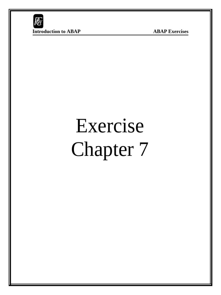 Intro To ABAP - Chapter 07exercise | PDF