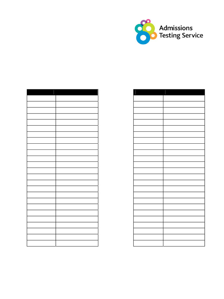 Tsa Oxford 2012 Section 1 Score Conversion | PDF