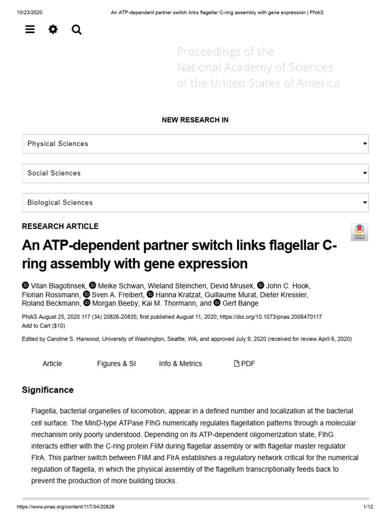 An ATP-dependent Partner Switch Links Flagellar C-Ring Assembly With ...