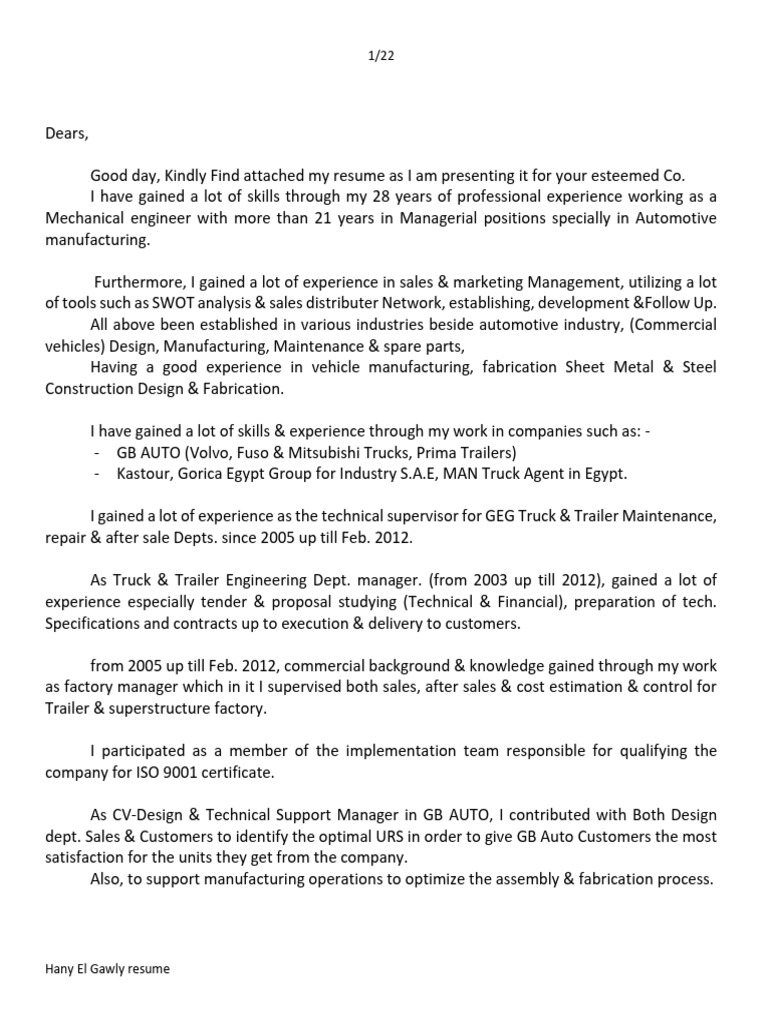 Hany El Gawly CV-CL-ATT-s1 | PDF | Pump | Truck