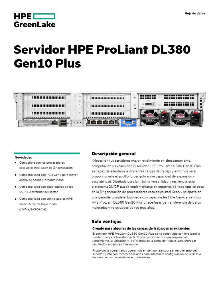 HPE ProLiant DL380 Gen10 Plus server-PSN1013291298ARES | PDF