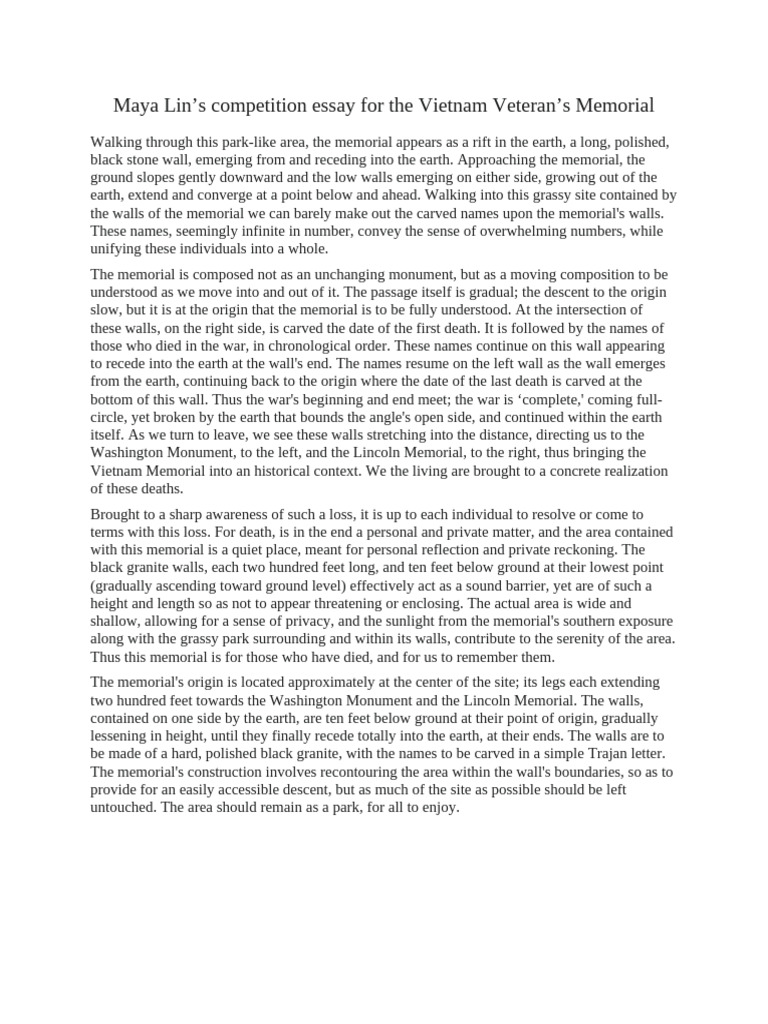 Maya Lins Competition Essay | PDF