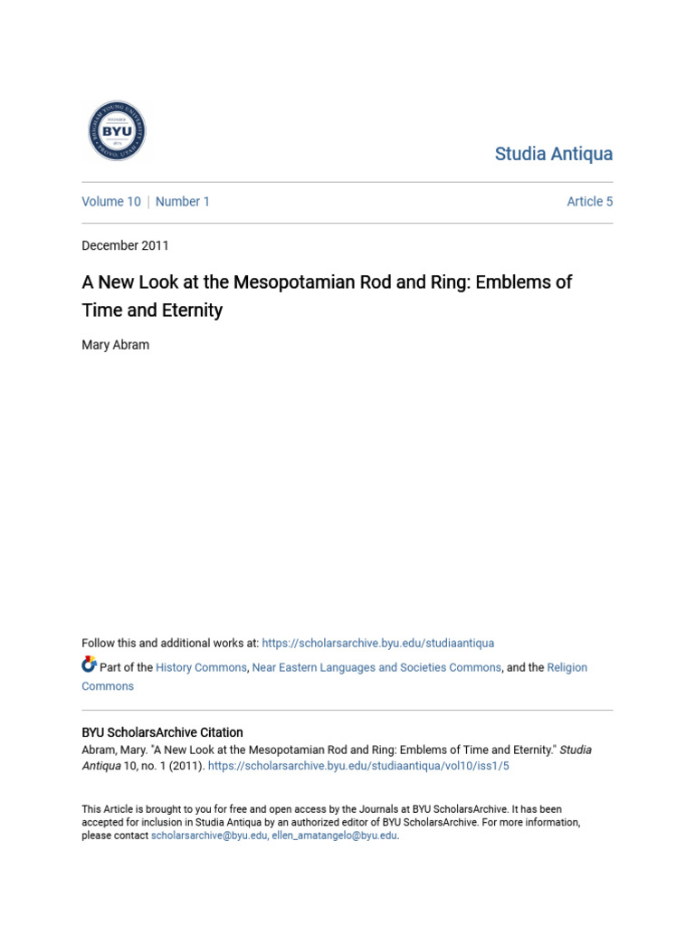 A New Look at The Mesopotamian Rod and Ring - Emblems of Time and | PDF