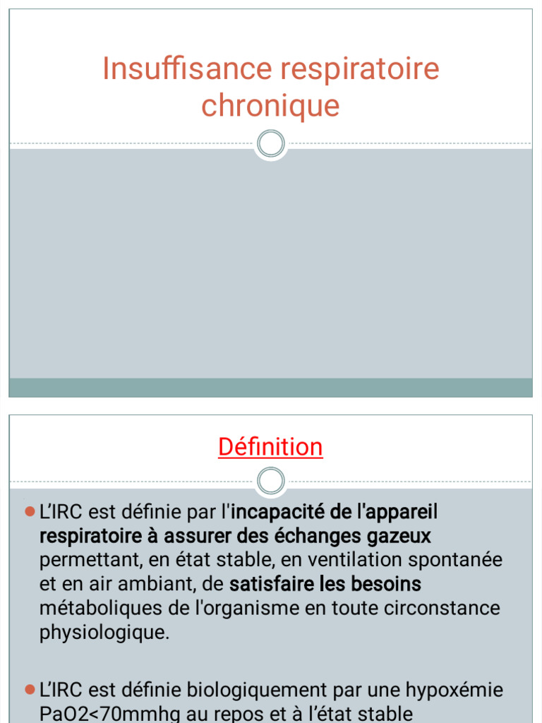 22) Insuffisance Respiratoire Chronique (Diapo) | PDF