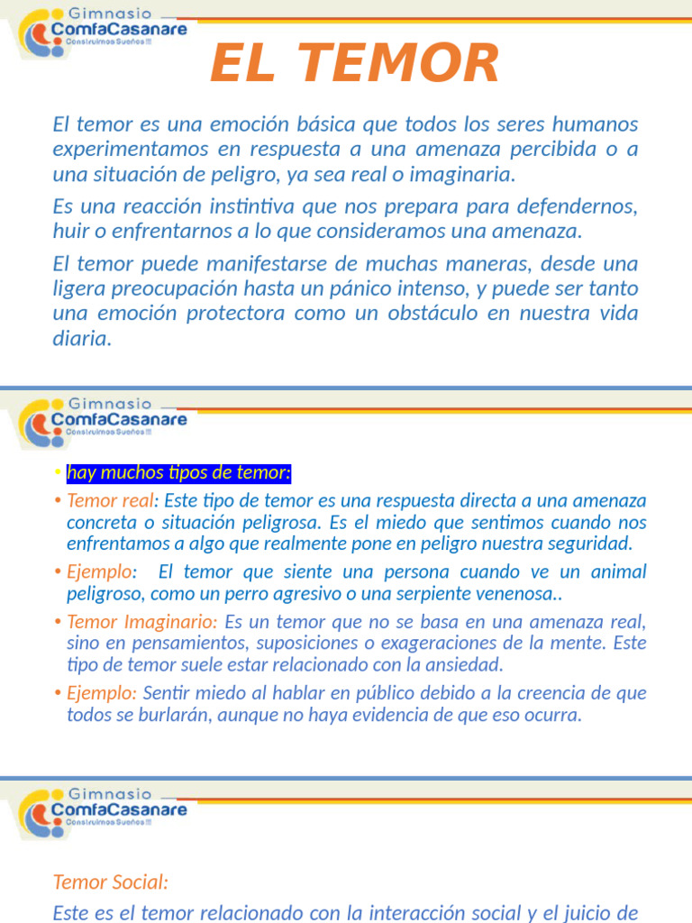 Explicacion de Tema El Temor | PDF | Temor | Relaciones personales, crianza y desarrollo personal