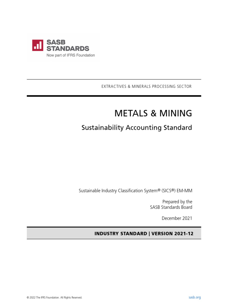 Norma SASB - Metals - Mining - Standard - 2021 | PDF