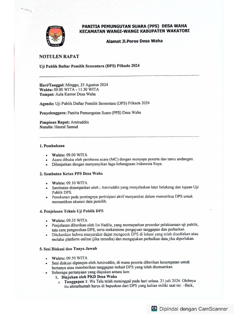 Notulensi Dan Lampiran Tanggapan Uji Publik DPS | PDF