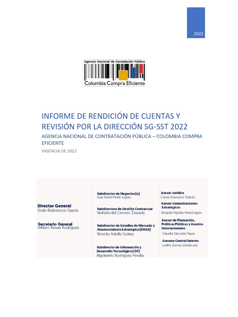 Informe de Rendicion de Cuentas y Revision Sgsst 0 | PDF