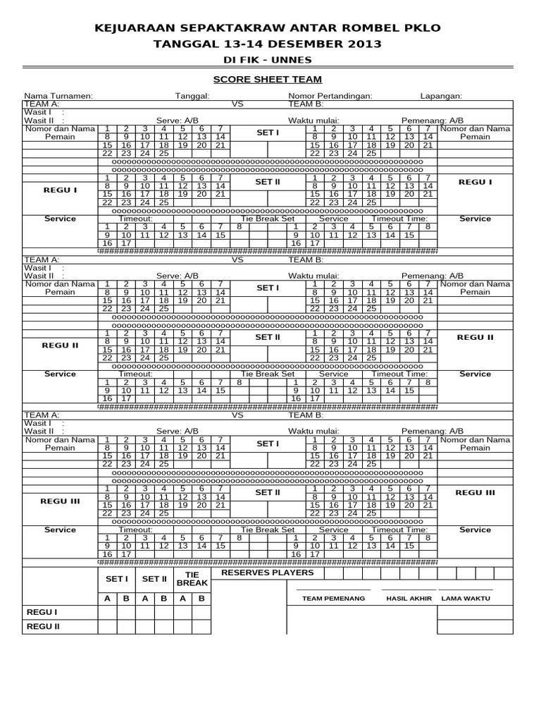 Score Sheet Regu | PDF