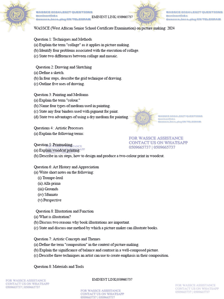 WASSCE PICTURE MAKING LIKELY QUESTIONS @eminentlinkx | PDF | Teaching ...