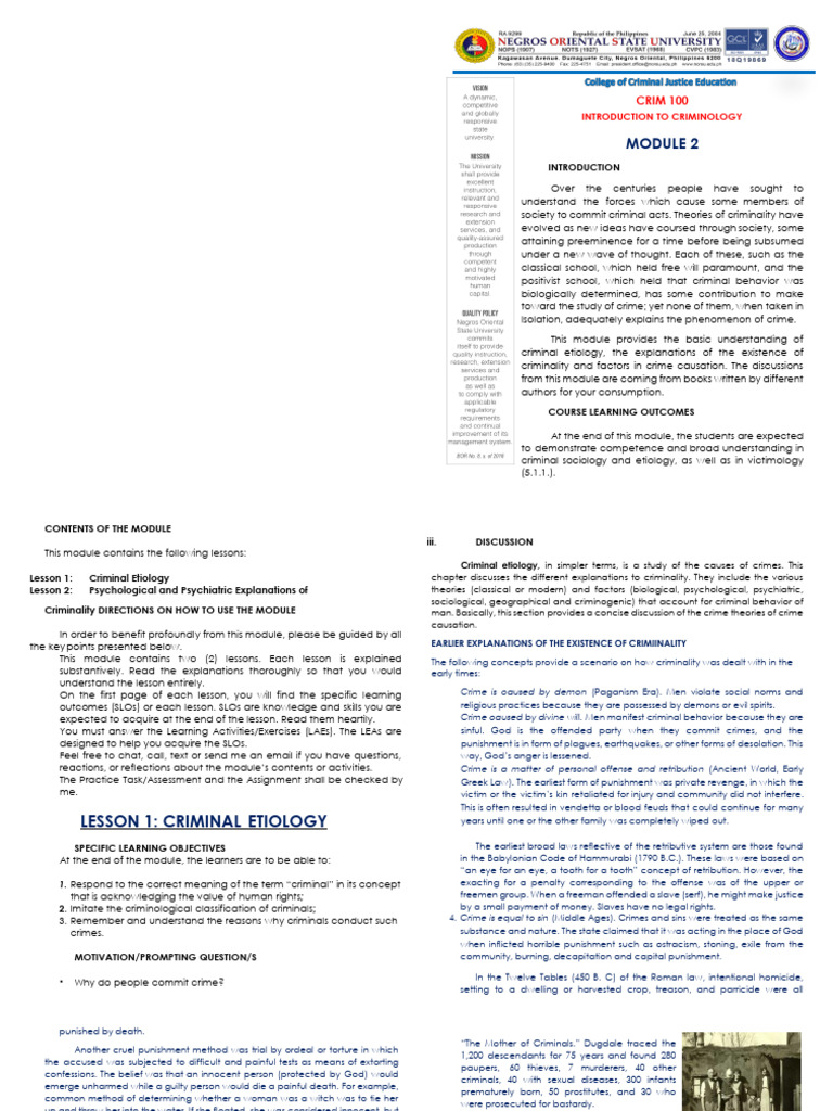 CRIM-100 Module-2 Lesson1 | PDF