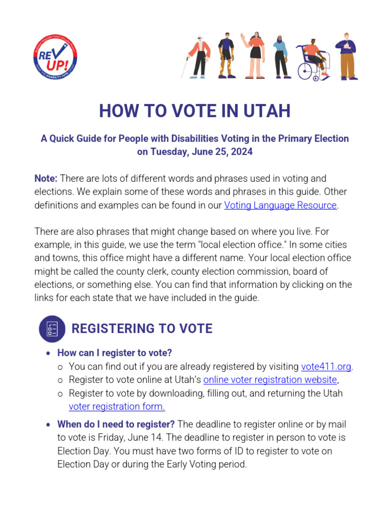 HOW TO VOTE IN UTAH: A Quick Guide For People With Disabilities | PDF ...