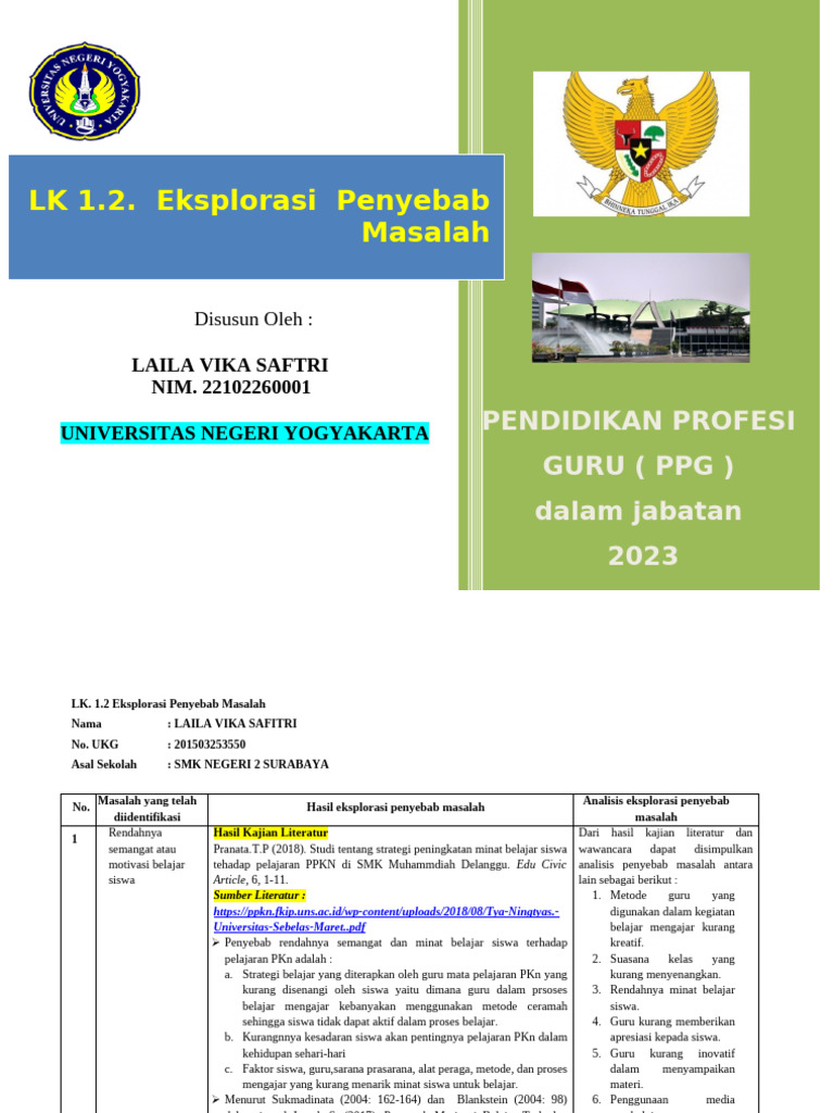 Lk. 1.2 Eksplorasi Masalah PPKN 001. | PDF