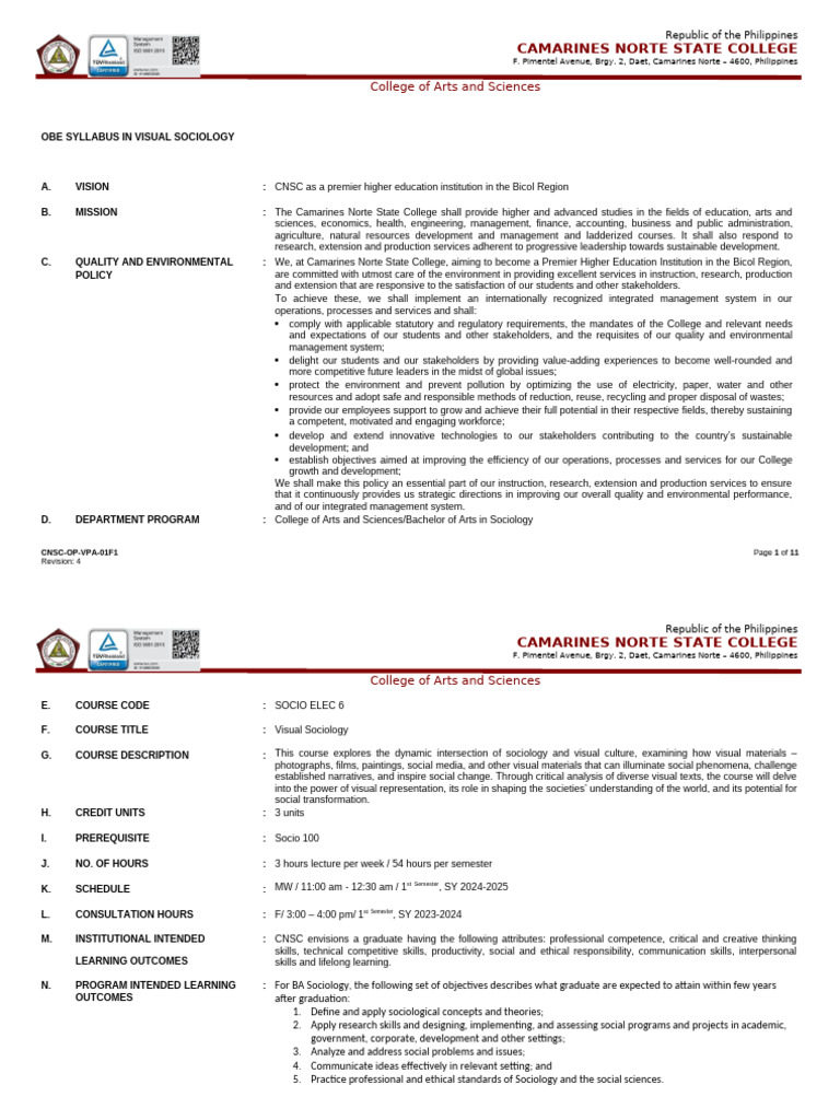 Obe Visualsocio24-25 Nca | PDF