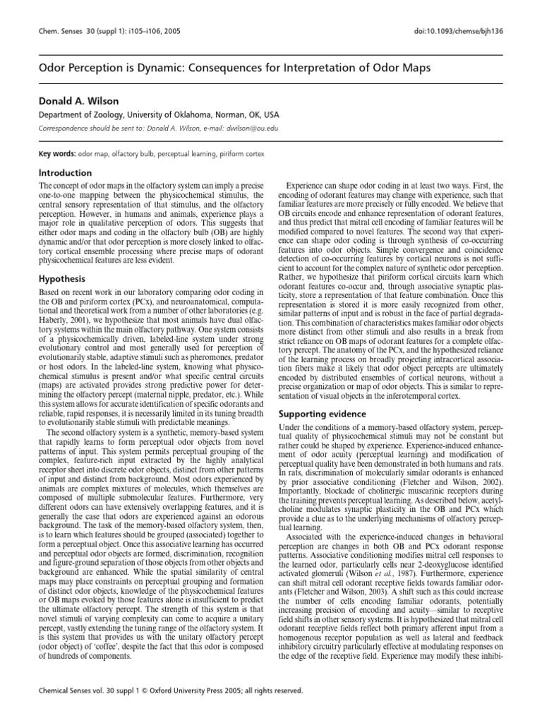 Odor Perception is Dynamic. Consequences for Interpretation of Odor ...