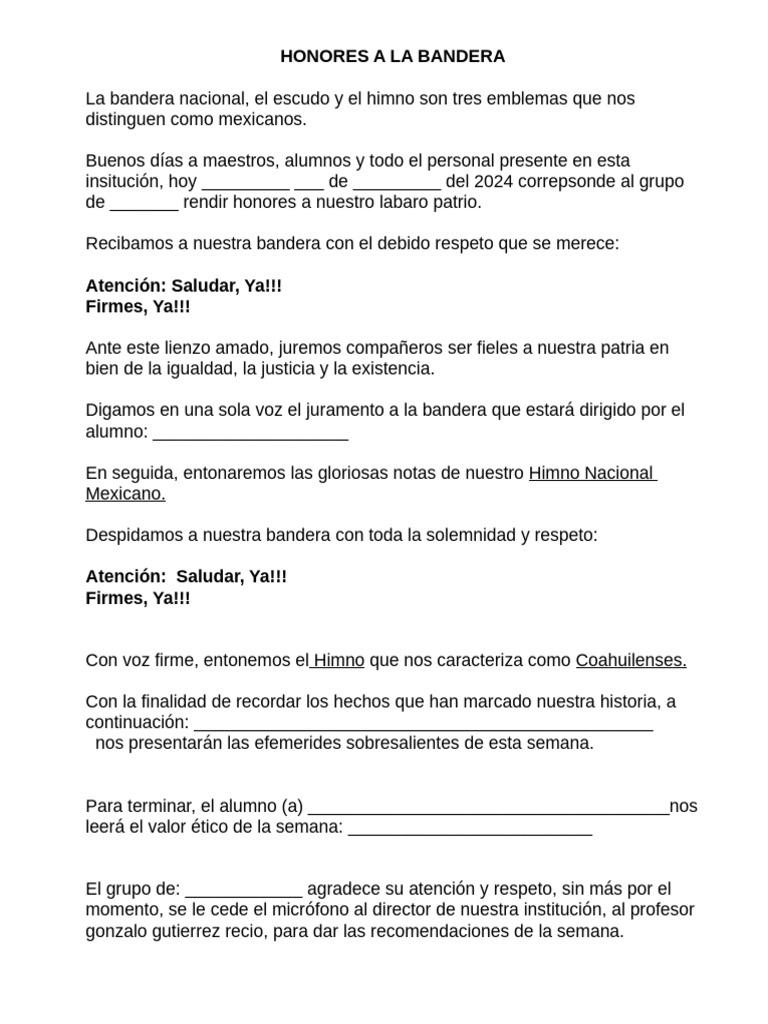 Honores A La Bandera | PDF