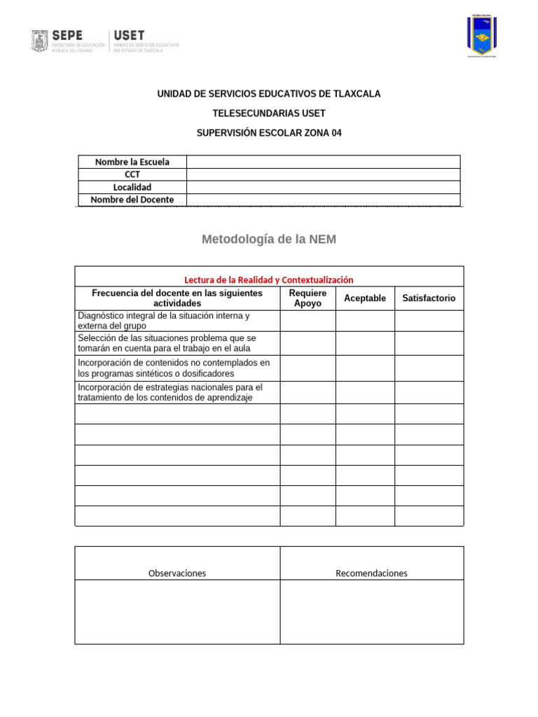 Ficha Metodología NEM | PDF