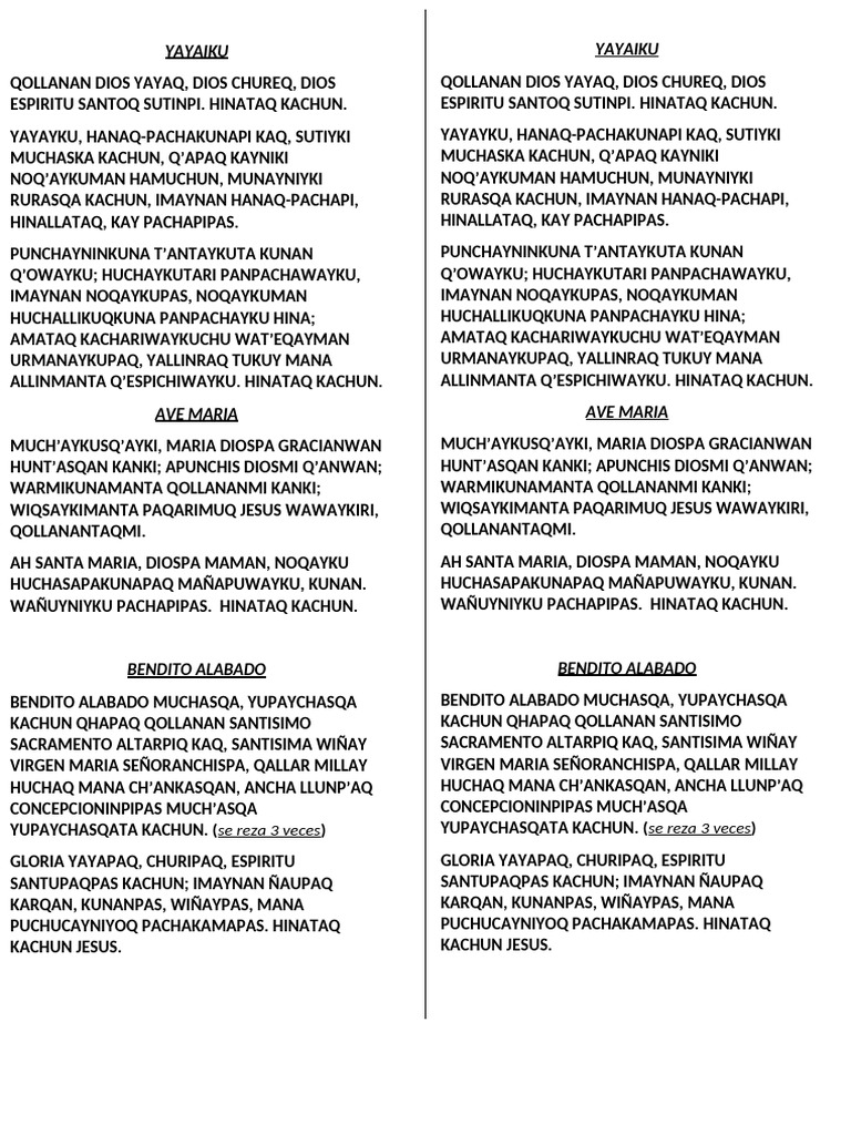 Padre Nuestro-Ave Maria-Alabado | PDF | María, madre de Jesús | Oración