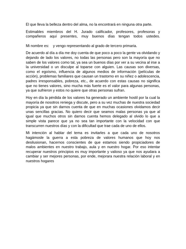 Oratoria Los Valores | PDF | Crecimiento personal y profesional