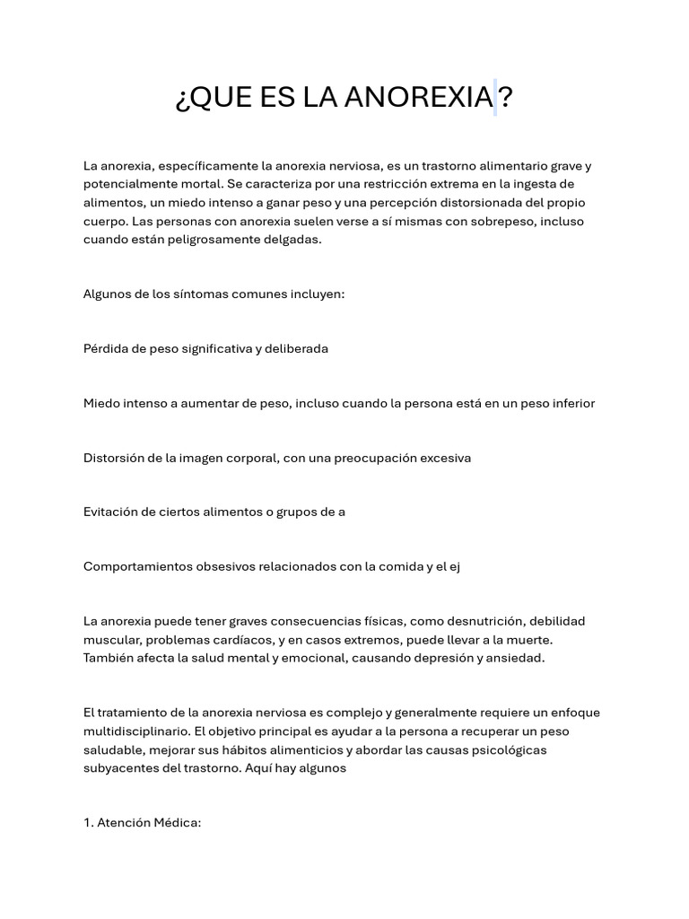 Que Es La Anorexia | PDF