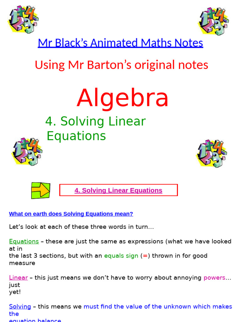 Solving Linear Equations | PDF