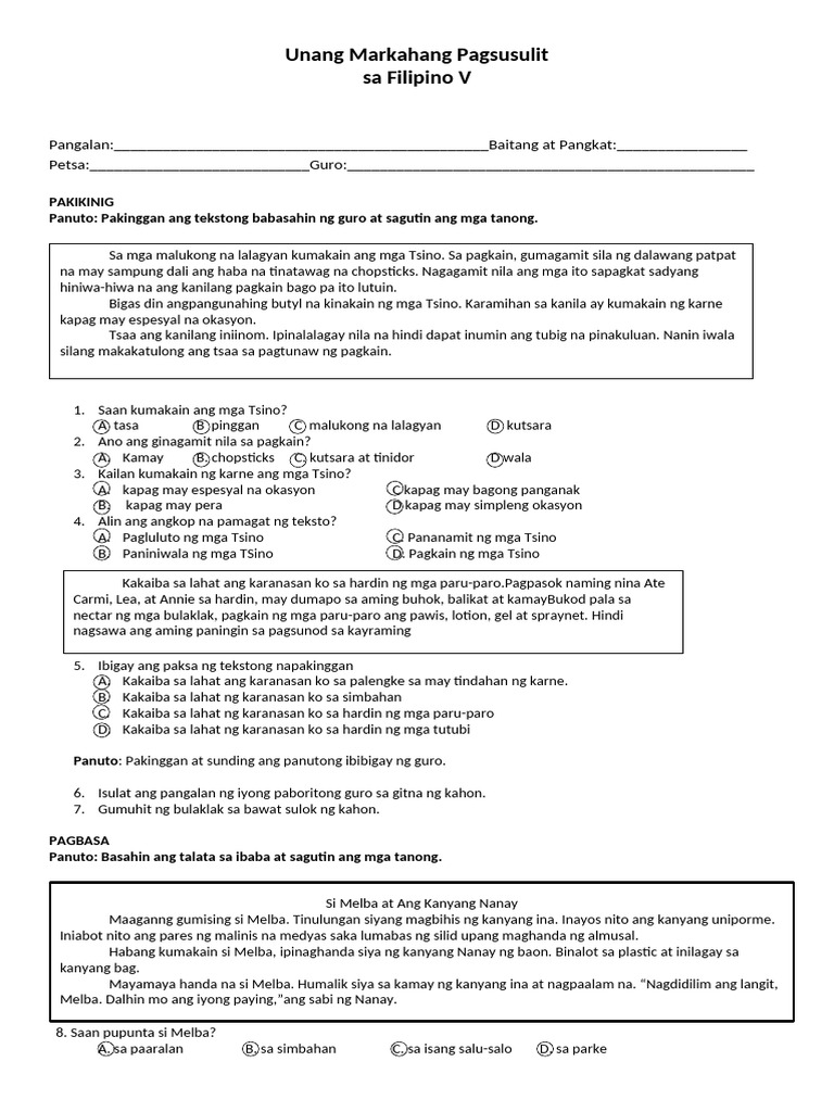 PT_FILIPINO 5_Q1.1 | PDF