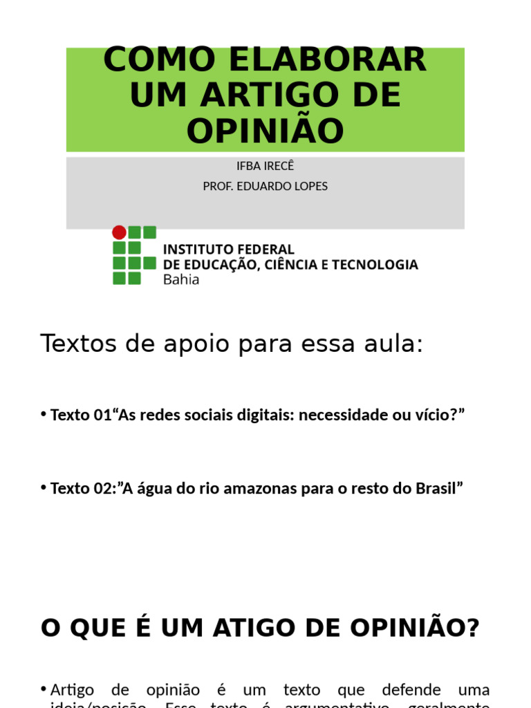 Como Elaborar Um Artigo de Opinião | PDF
