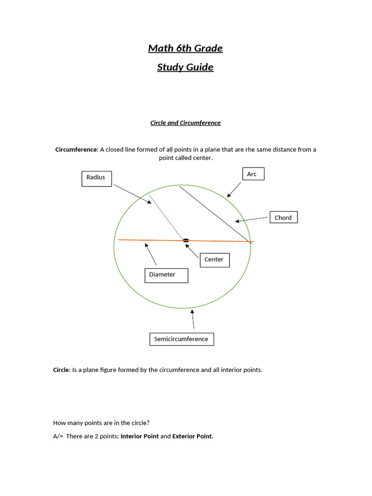 Math 6th Grade Study Guide | PDF