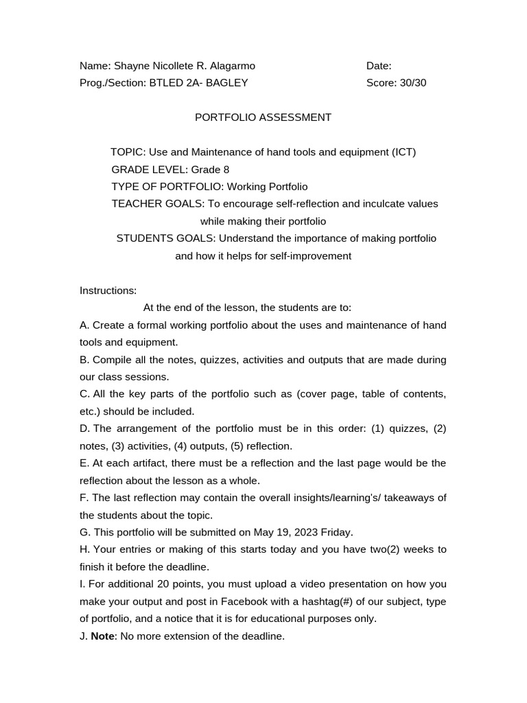 PORTFOLIO ASSESSMENT Uha8xXJ | PDF