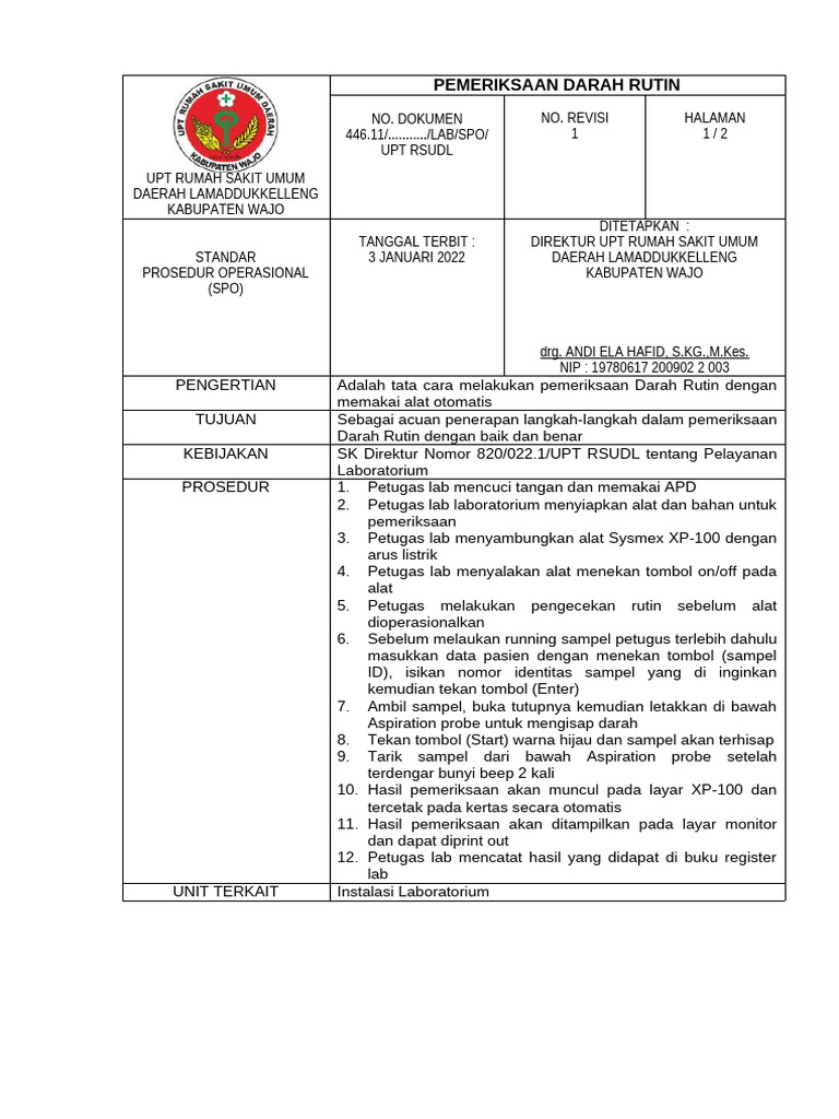 Pemeriksaan Darah Rutin | PDF