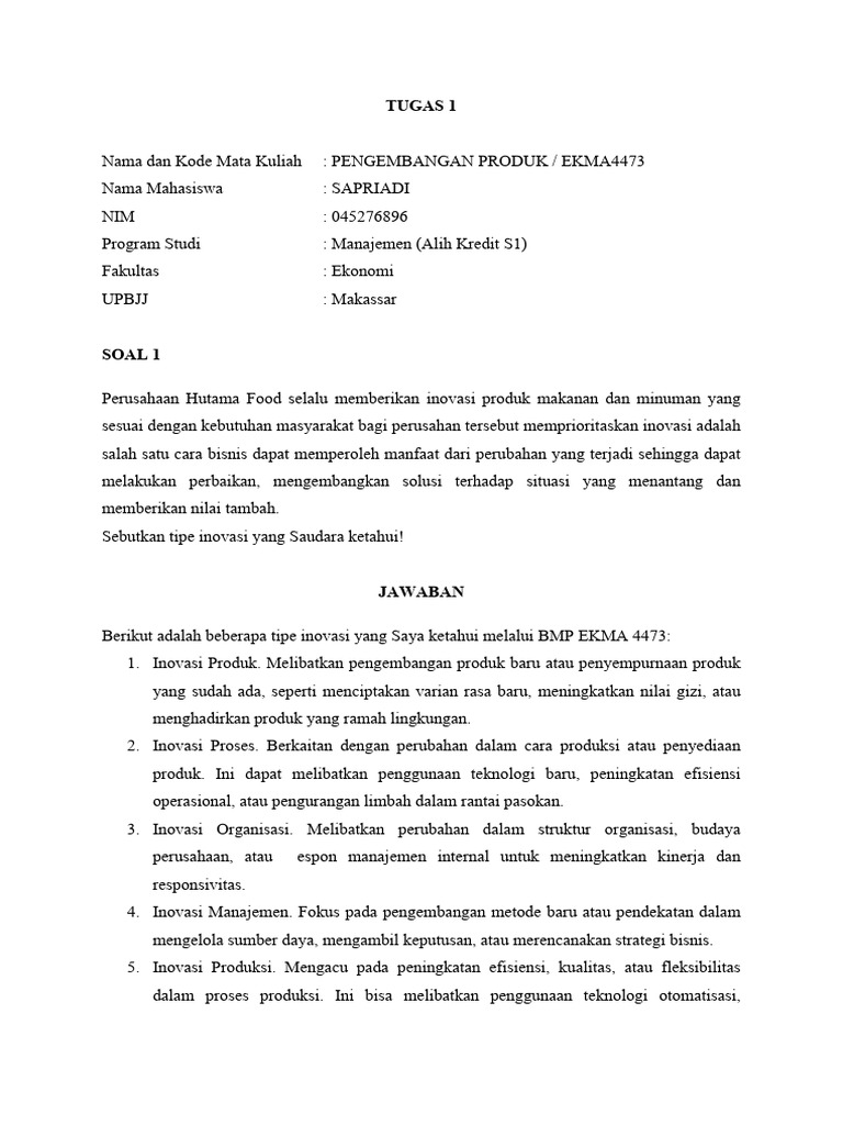 Tugas 1 Ekma4473 Sapriadi | PDF