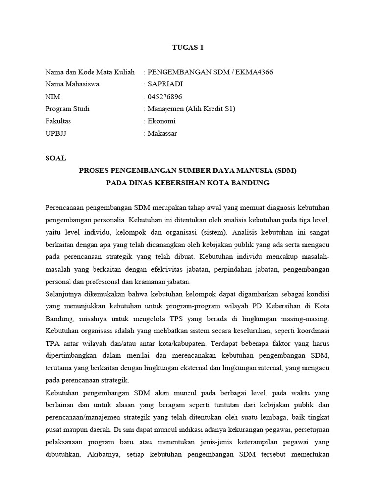 Tugas 1 Ekma4366 Sapriadi | PDF