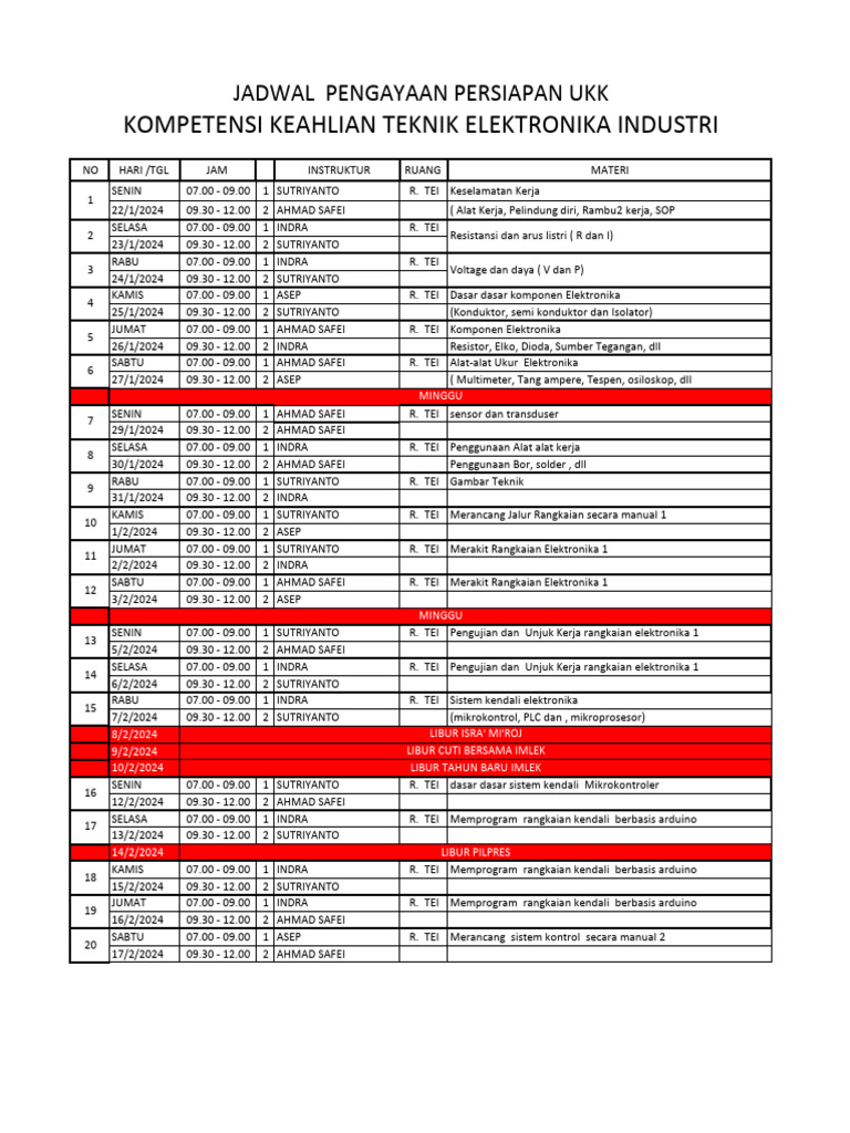 Jadwal Pengayaan Tei | PDF | Electrical Engineering | Electricity