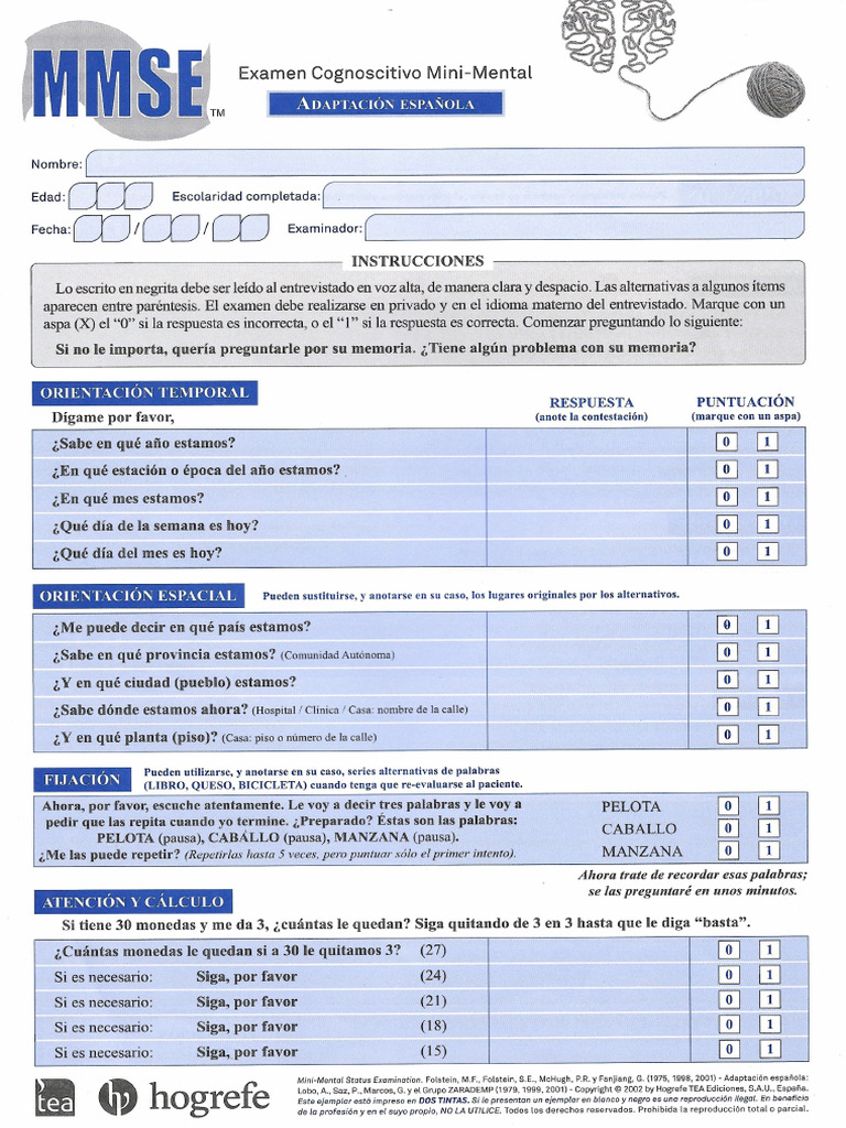 Protocolo, MMSE | PDF