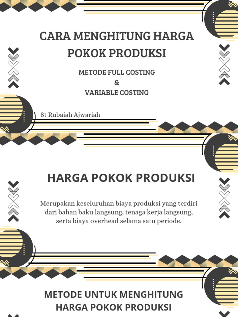 Harga Pokok Produksi Dengan Metode Full Costing & Metode Variabel Costing | PDF
