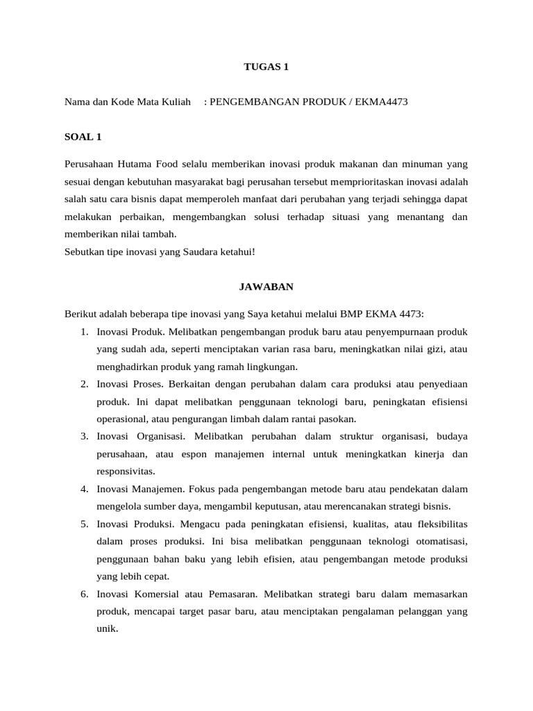 TUGAS 1 Pengembangan Produk | PDF