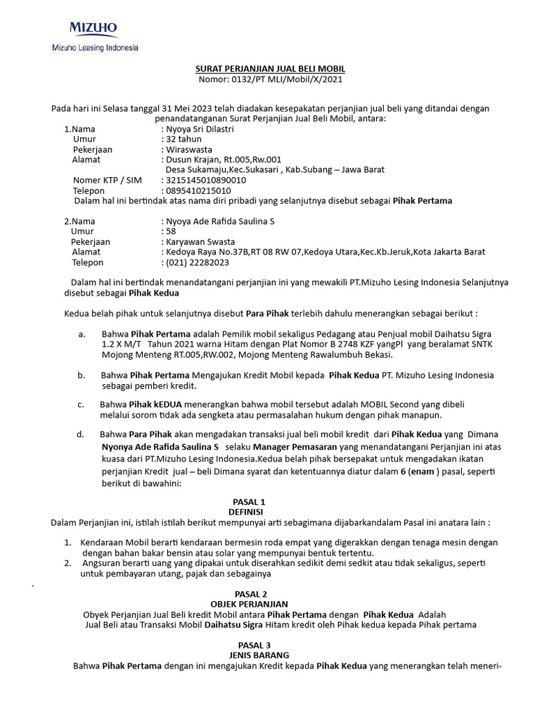 SPK Debitur Mizuho | PDF | Negocios | Derecho