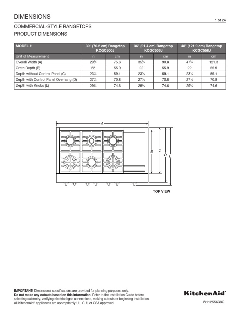Dimension Guide w11255638 Revc | PDF