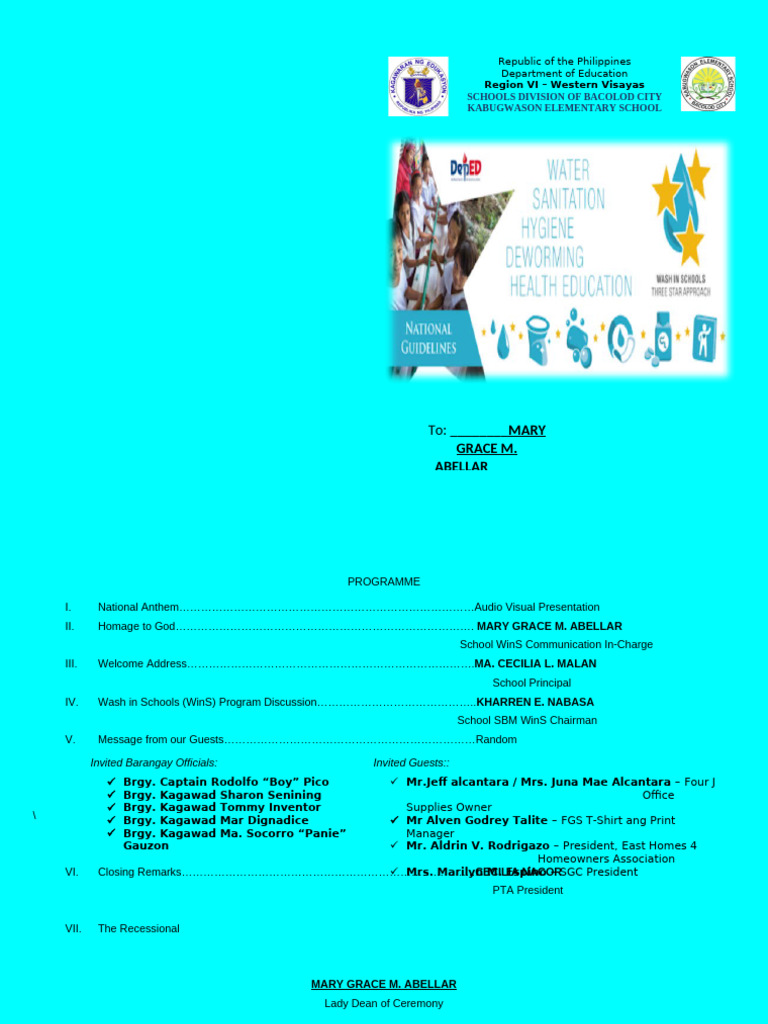 Kabugwason Elementary WinS Program Event | PDF