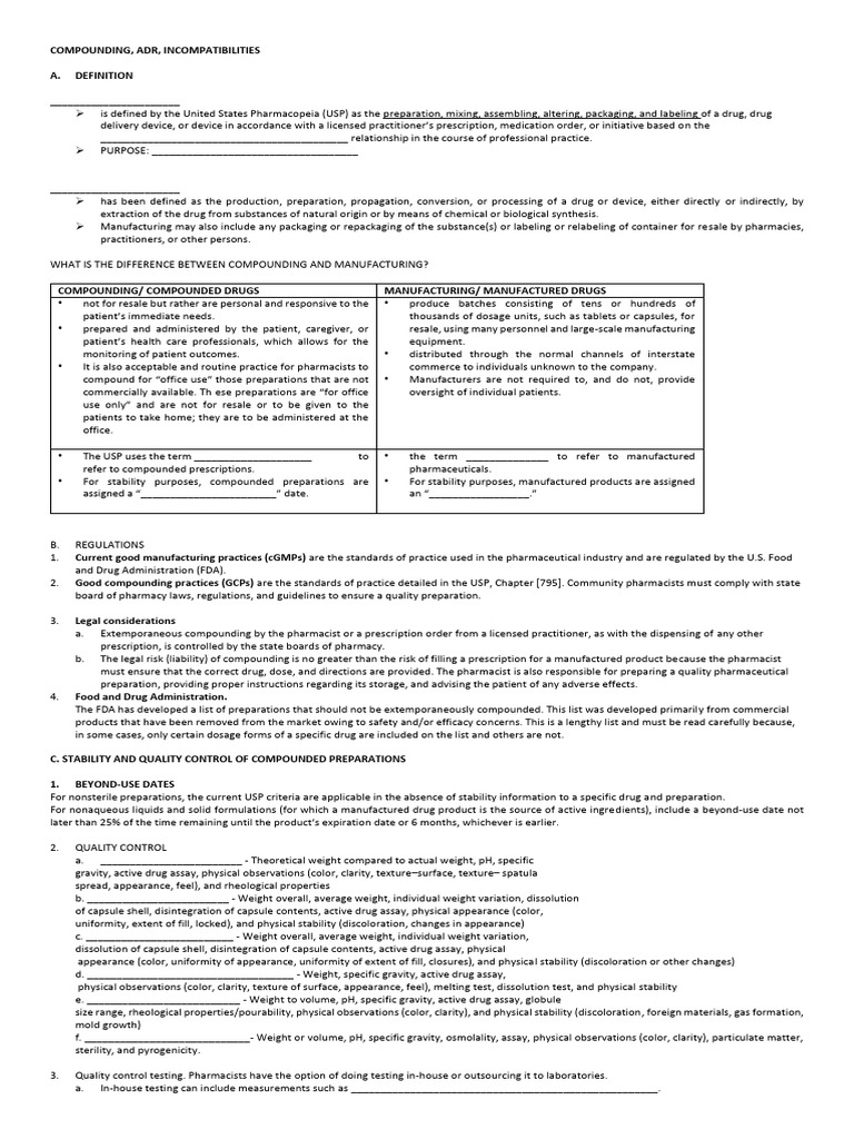 DISPENSING Review Handouts SC NEW | PDF