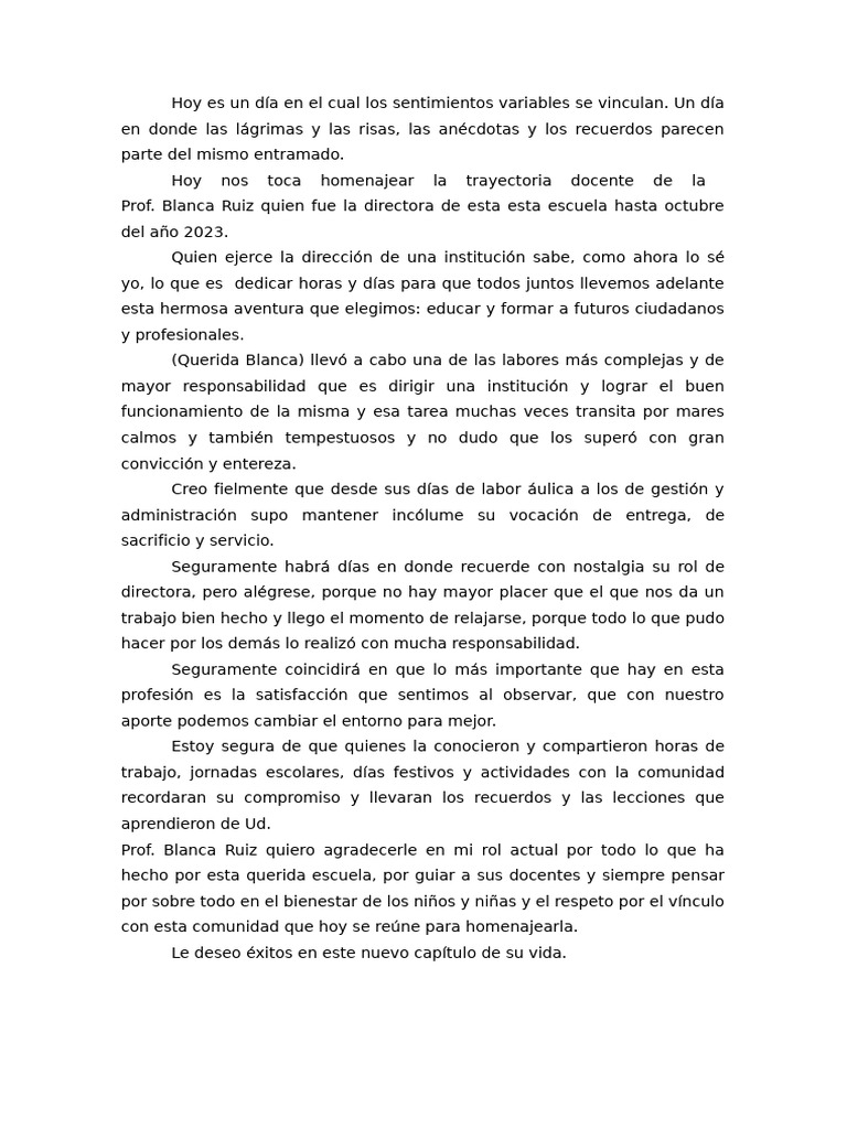 Discurso directora a directora. | PDF