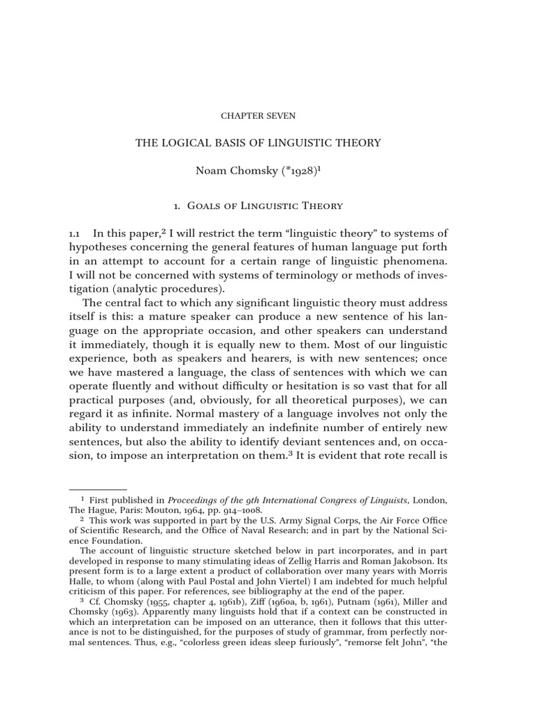 The Logical Basis of Linguistic Theory | PDF
