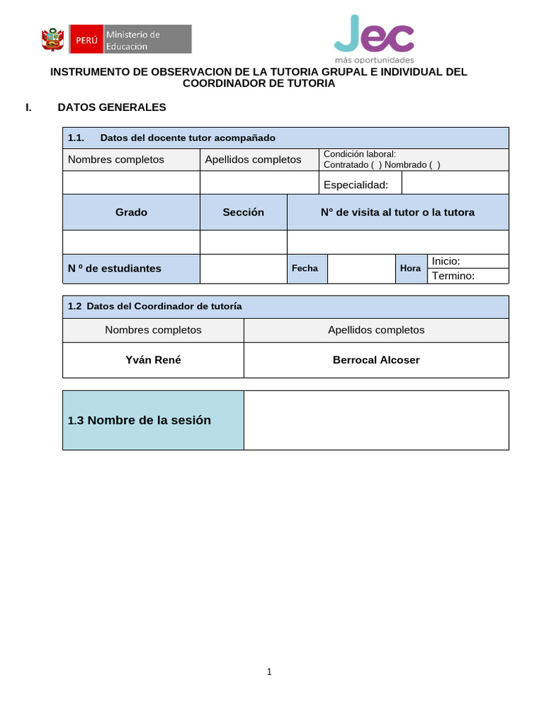 Ficha - de - Observaci - N - A - La - Tutoría 2024 | PDF | Modificación de comportamiento ...