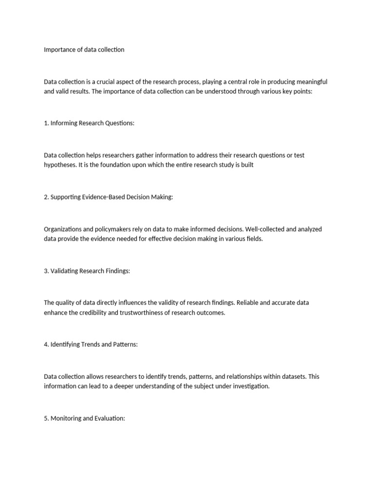 Importance of Data Collection | PDF